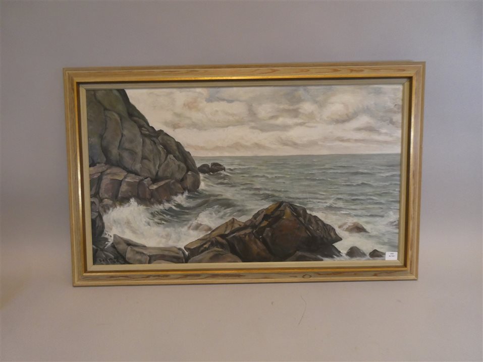 BELLMAN. Oljemålning sign Bellman 1967. Målning med skada. Duk 69 x 118 ...