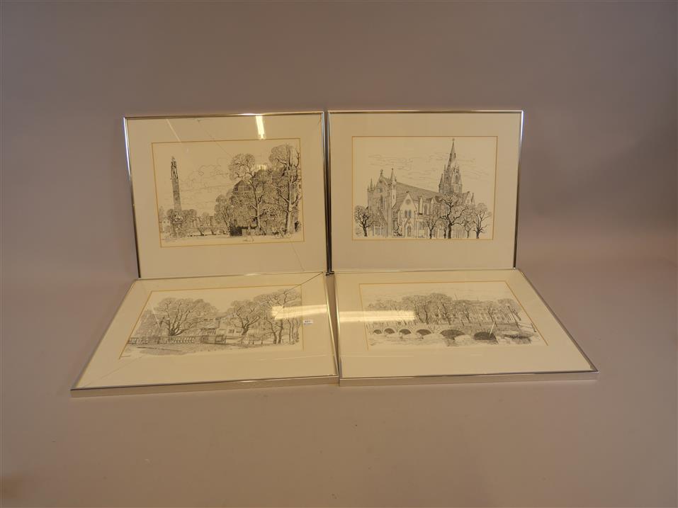 TAVLOR 4 st. Claes Folcker. Flera med skadat glas. Mått: 47.5×57 cm ...