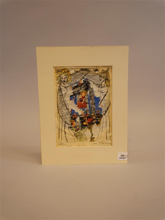 LENA ATTAR LARSSON. Etsning, blad signerat et. Bildmått 27 x 19,5 cm ...