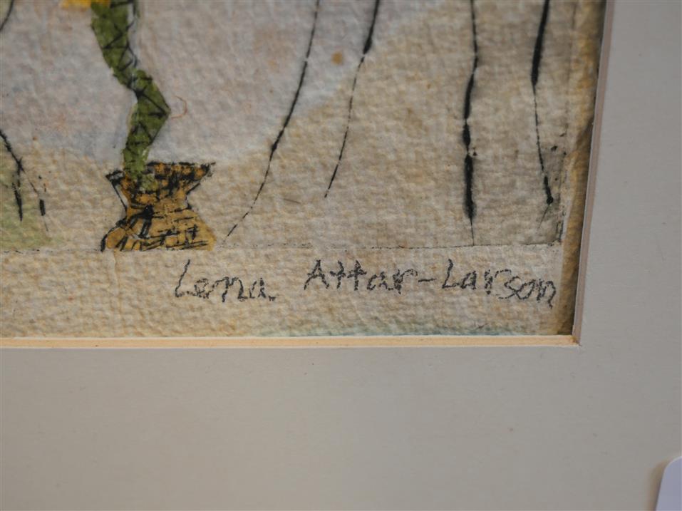 LENA ATTAR LARSSON. Etsning, blad signerat et. Bildmått 27 x 19,5 cm ...